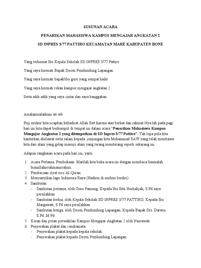 Susunan Acara | PDF | Karier & Perkembangan | Kajian Bahasa Asing