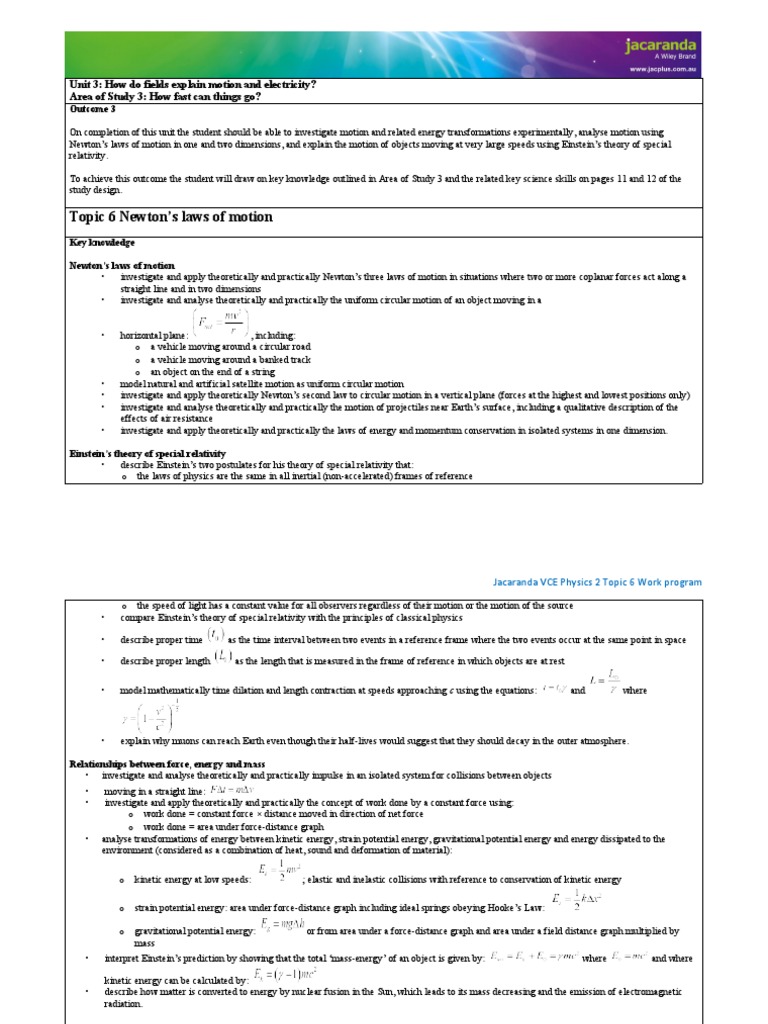 Topic 6 Newton's Laws of Motion | PDF | Force | Kinetic Energy