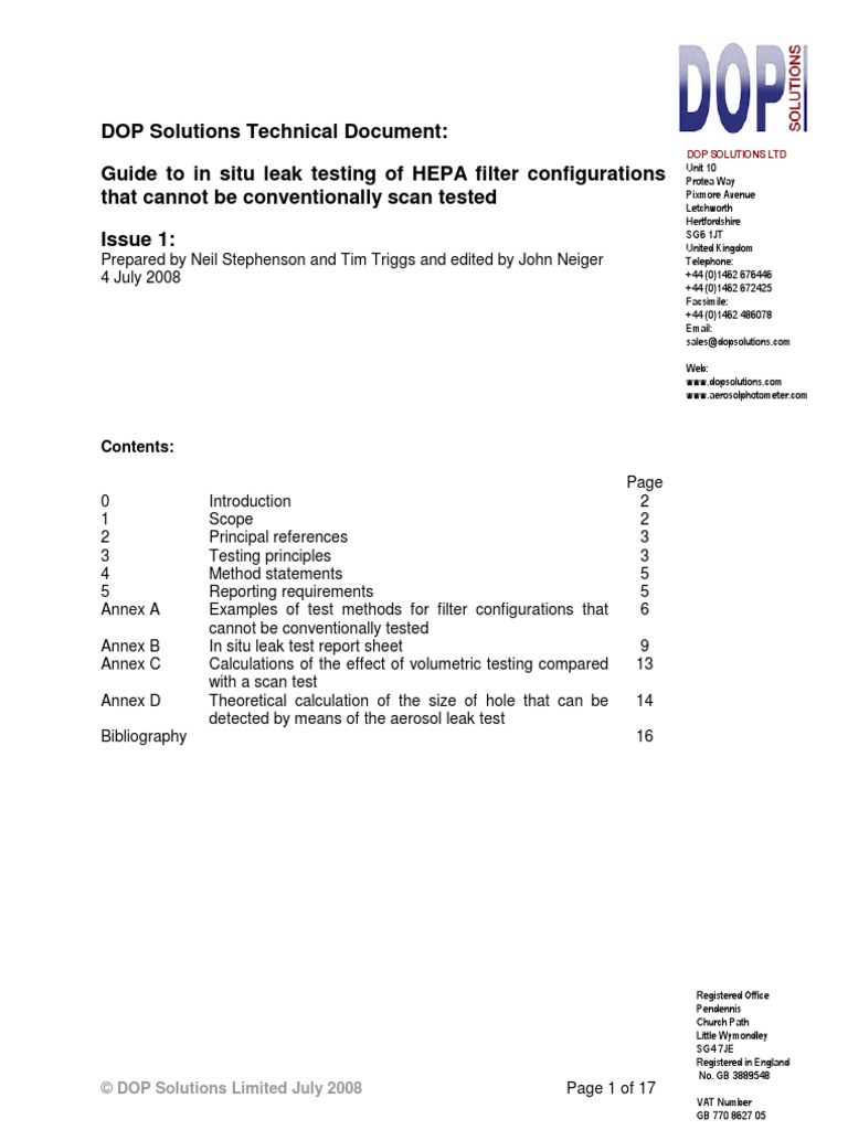 Dop Integrity Test | PDF | Leak | Duct (Flow)