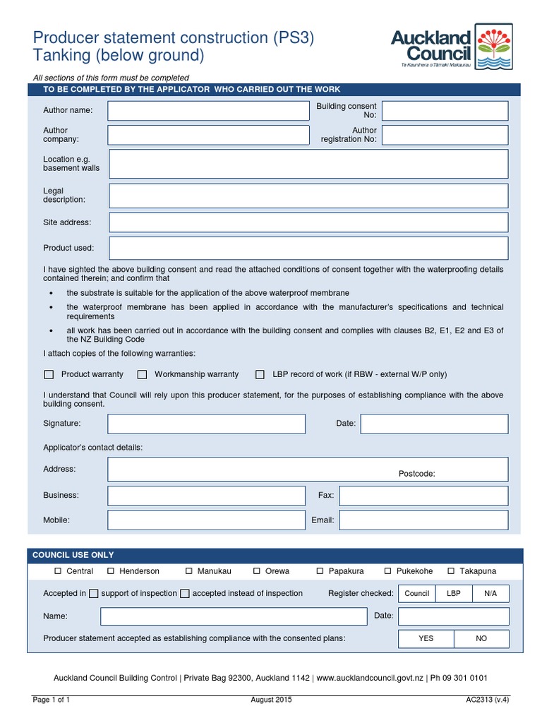 Ac2313 Producer Statement Construction Ps3 Tanking | PDF