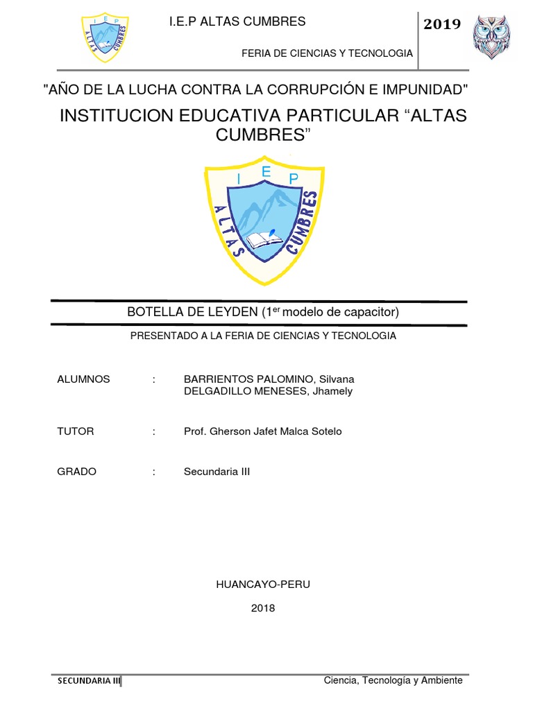 Botella de Leyden: Capacitor Didáctico | PDF | Condensador | Electrostática