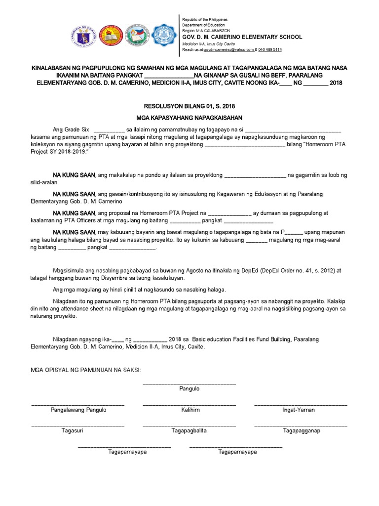 Resolusyon BLG 1 2021 2022 Graduation Class Batch 2022 | PDF