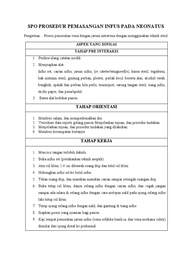 Prosedur Infus Neonatus | PDF | Sains & Matematika