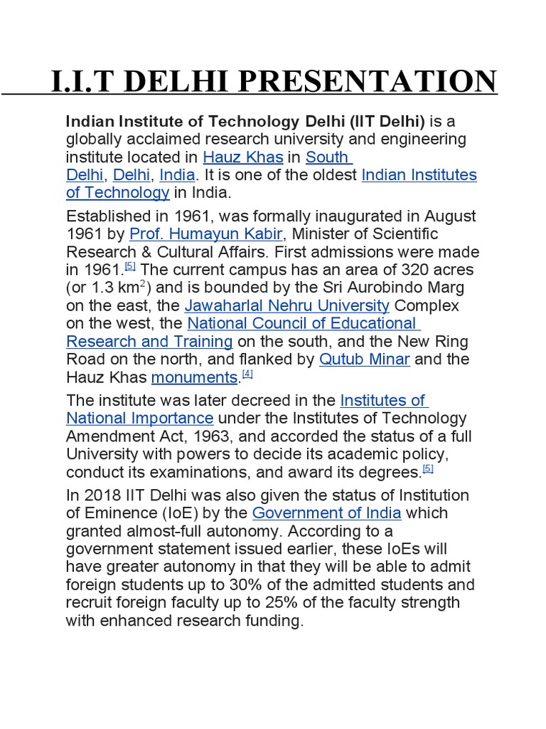 I.I.T Delhi Presentation by Adarsh | PDF