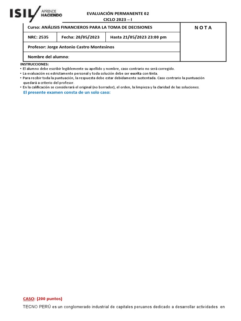 Aftd 2535 Isil 2023 - I Ep 02 | PDF | Estado de resultados | Negocios económicos
