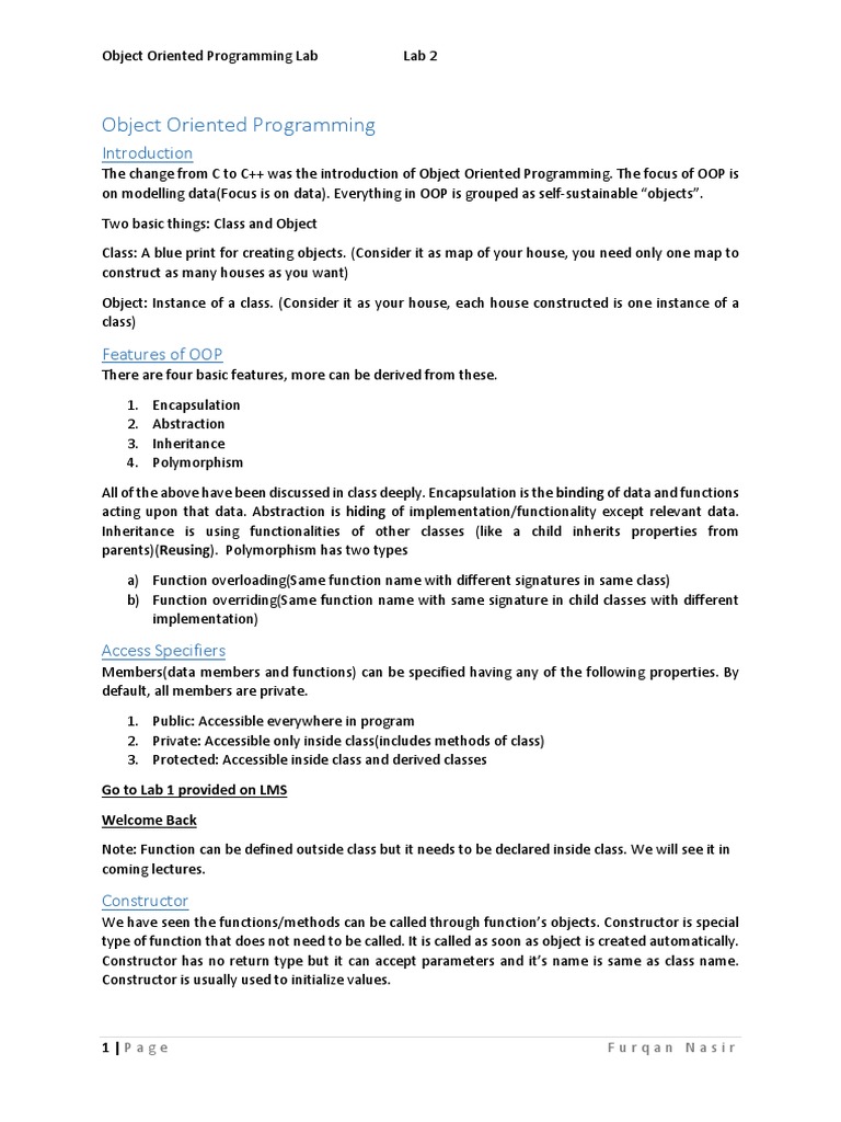Lab 2 Pdf Programming Constructor Object Oriented Programming