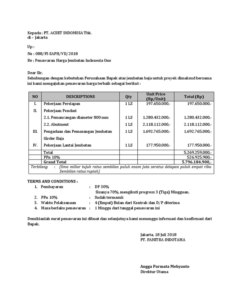 Penawaran PT Acset | PDF
