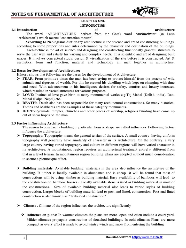 Fundamental of Architecture | PDF | Urban Planning | Building