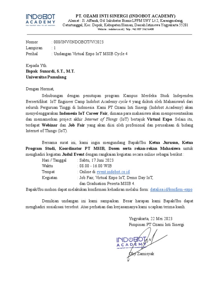 Undangan Indonesia IoT Career Fair | PDF