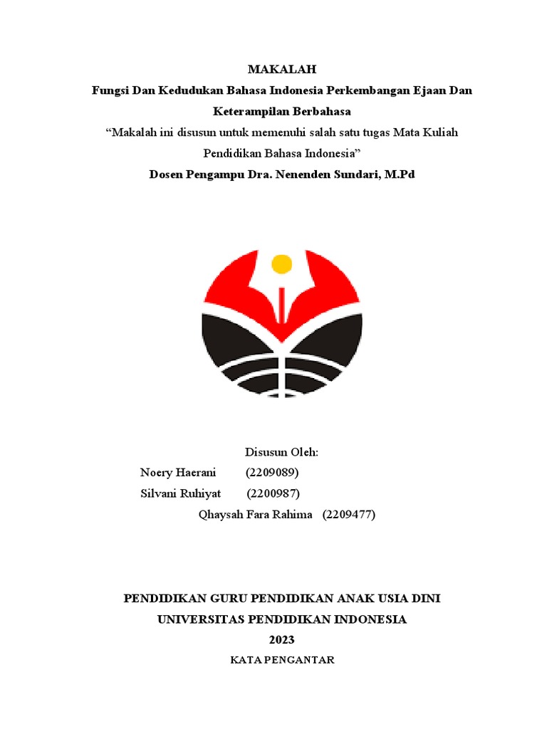 Kelompok 1 Makalah Pend Bhs Indonesia | PDF | Karier & Perkembangan | Seni & Disiplin Bahasa