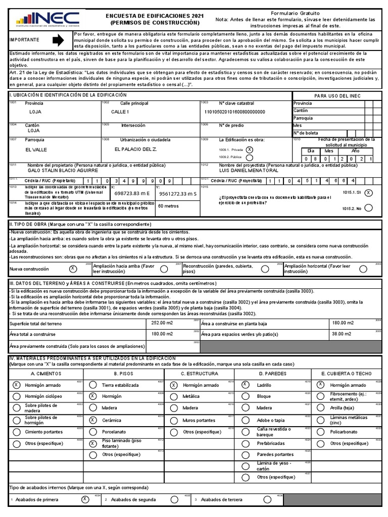 Formulario Inec | PDF | edificio | Bancos