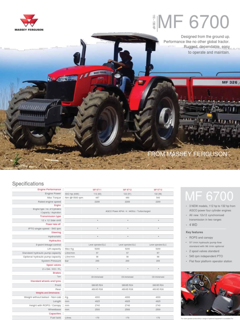 Tractor MF 6700 Series (110 - 132 HP) | PDF