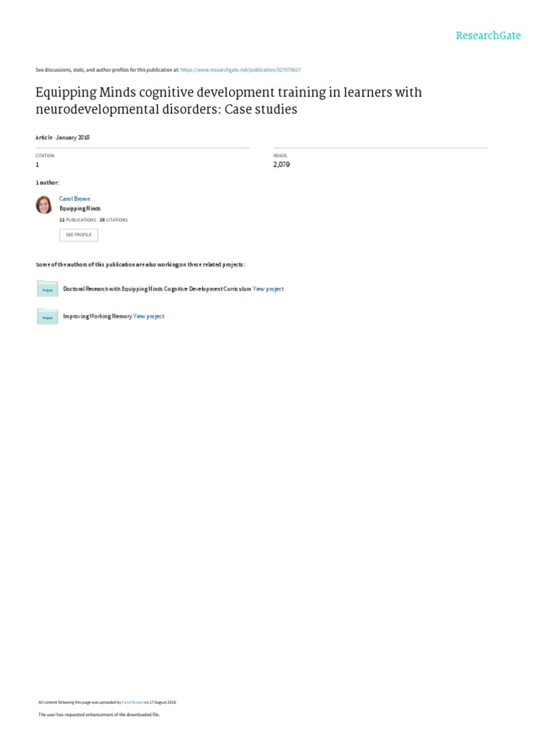 Equipping Minds Cognitive Development Training in Learners With Neurodevelopmental Disorders ...