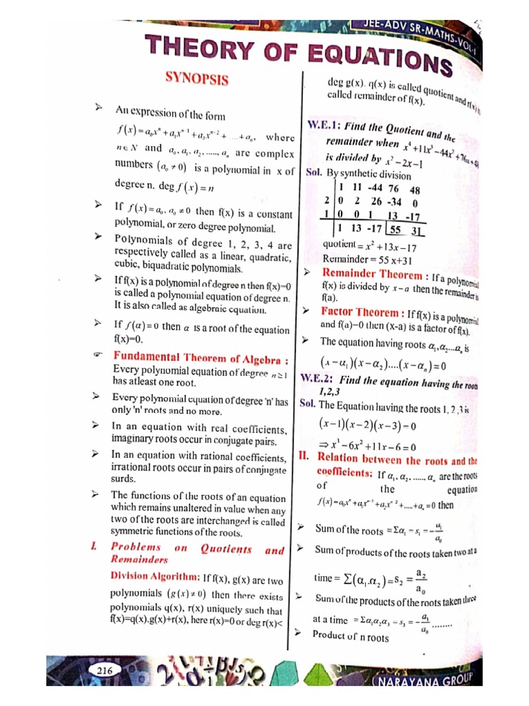 Theory of Equations | PDF