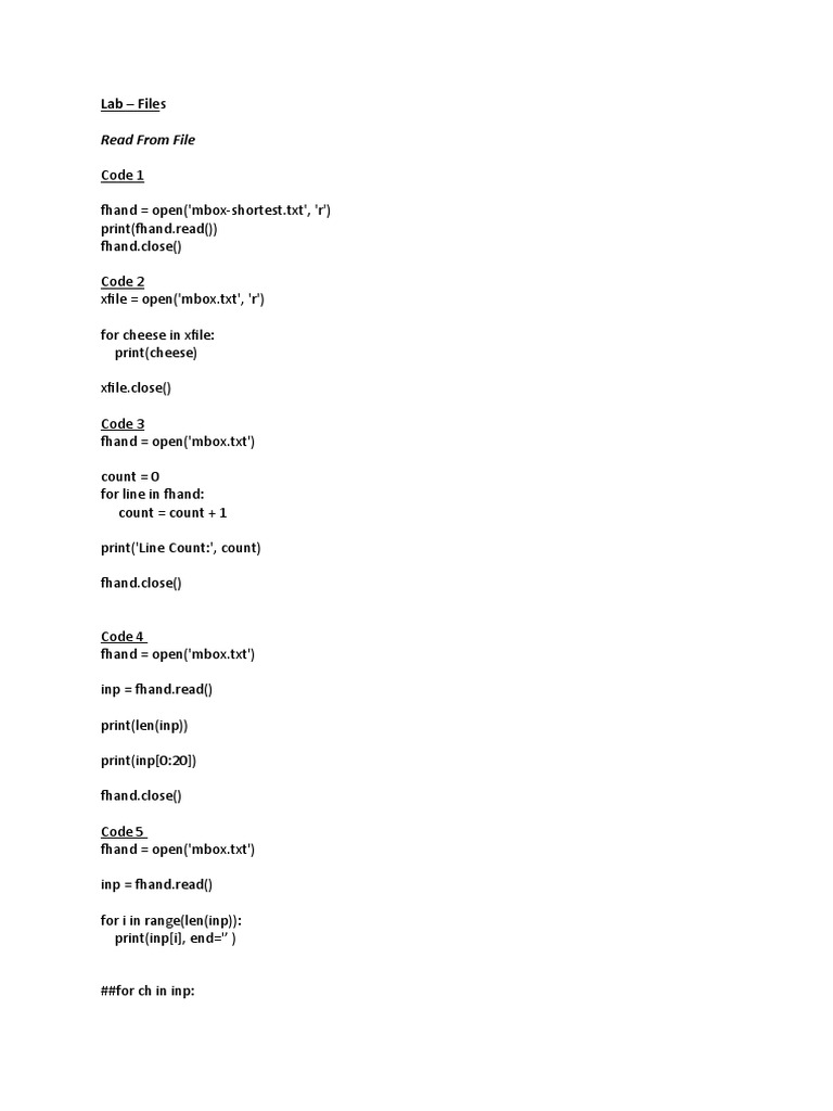 Lab 4 - Files | PDF | Text File | Writing
