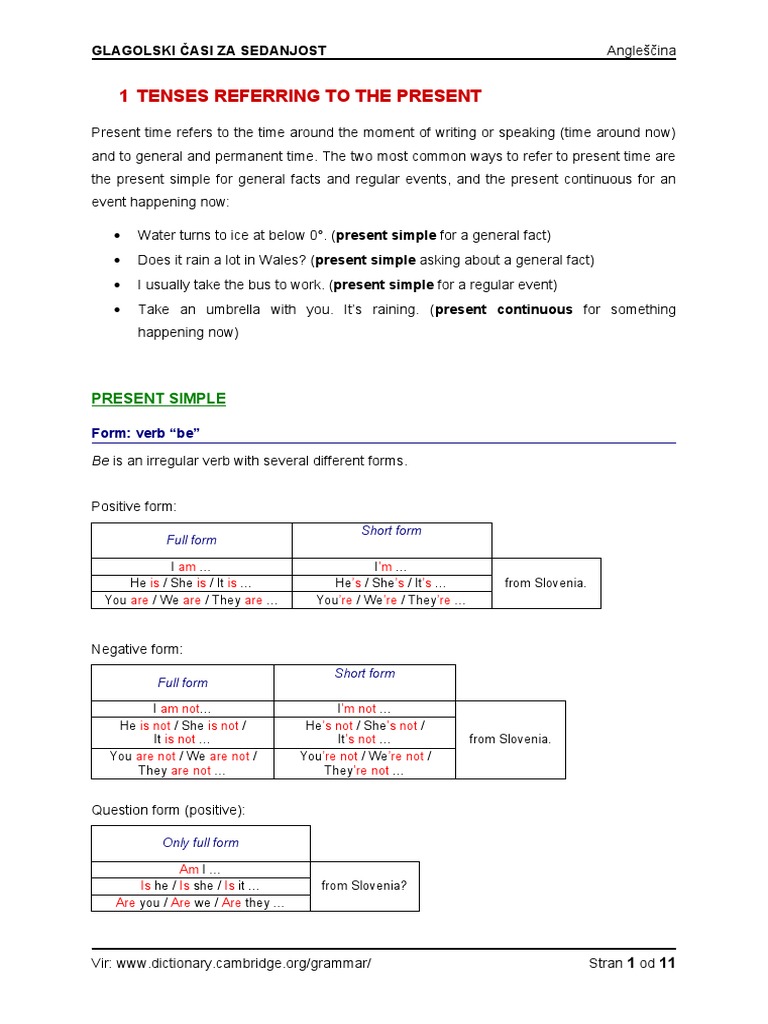 Present Tenses in English | PDF | Consonant | Linguistics
