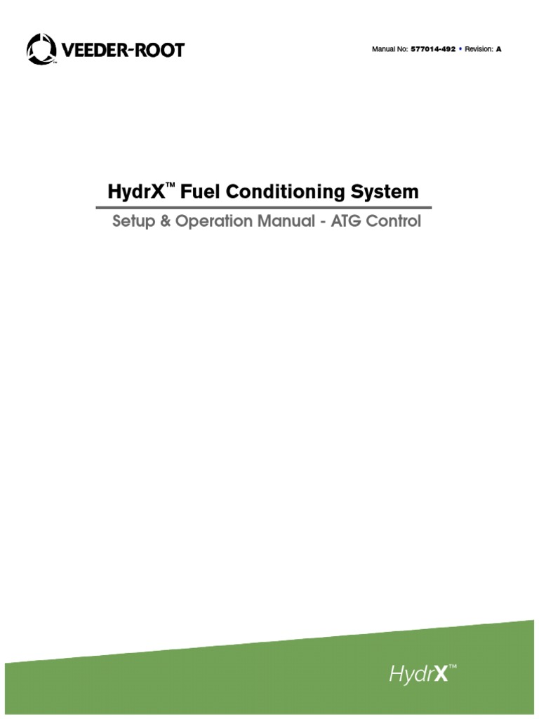 Hydrx Fuel Conditioning System: Setup & Operation Manual - Atg Control ...