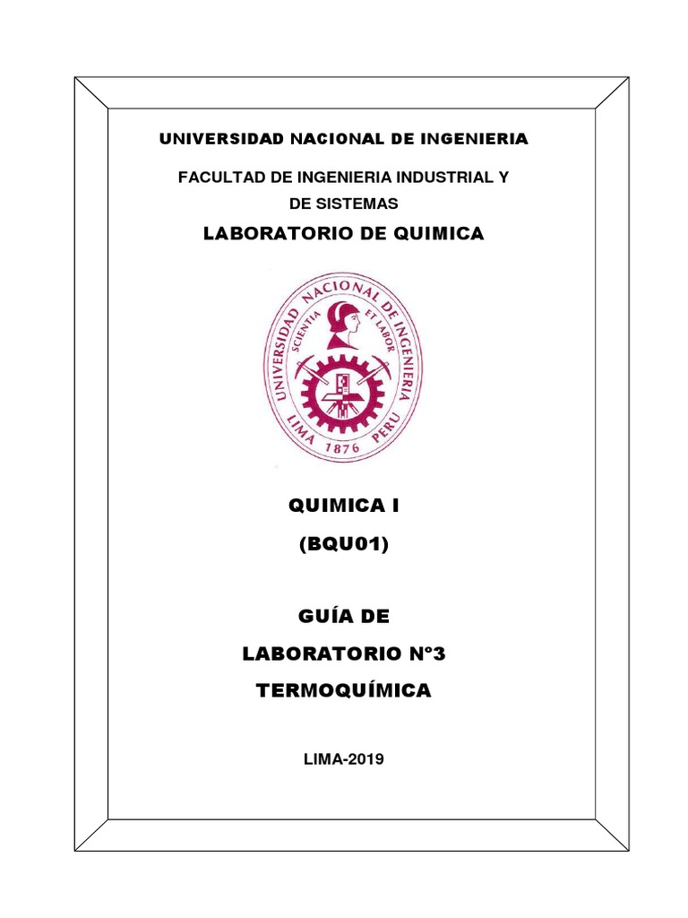 Guia Lab No 3 Termoquimica | PDF | Calor | Capacidad calorífica