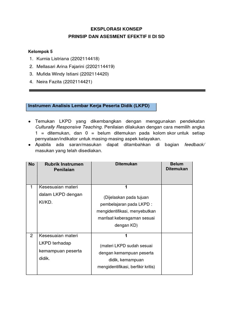 Tugas 12 Analisis LKPD - Kelompok 5 | PDF