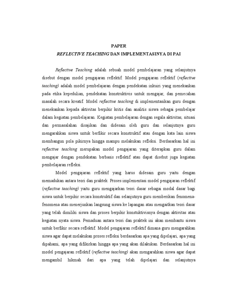 Paper Reflective Teaching | PDF