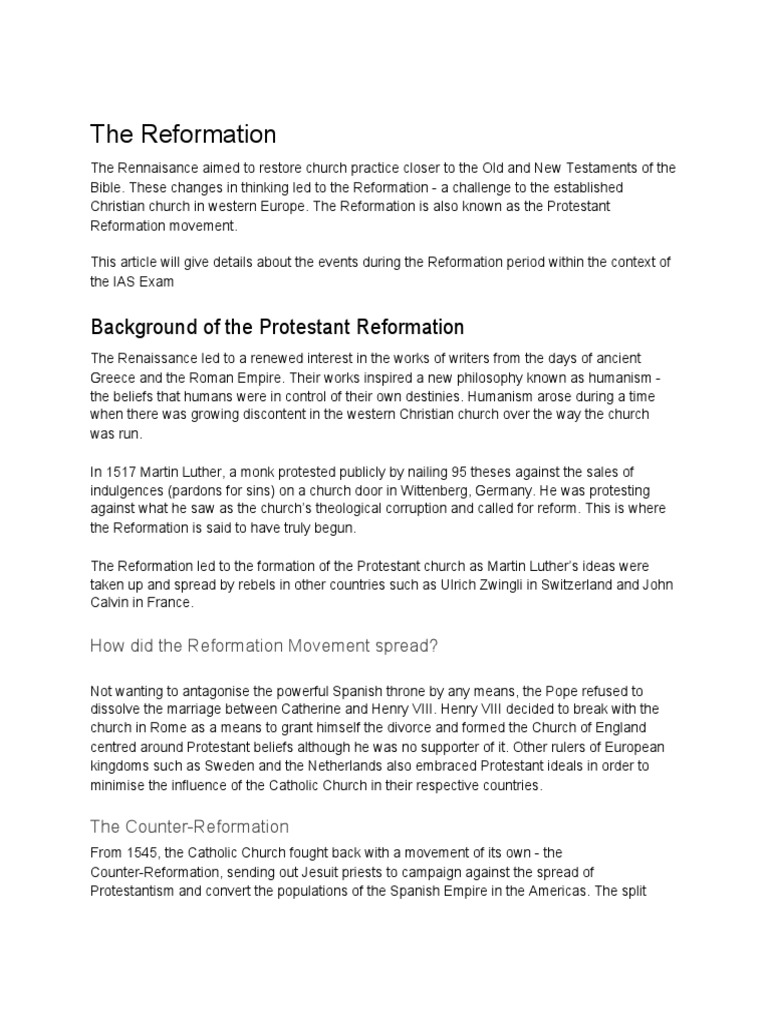 The Reformation | PDF | Protestantism | Counter Reformation