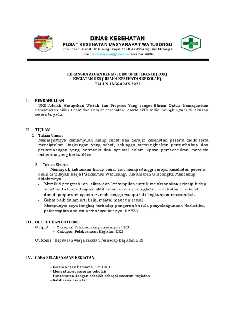Format Tor Puskesmas - 2022 | PDF | Pengembangan Diri
