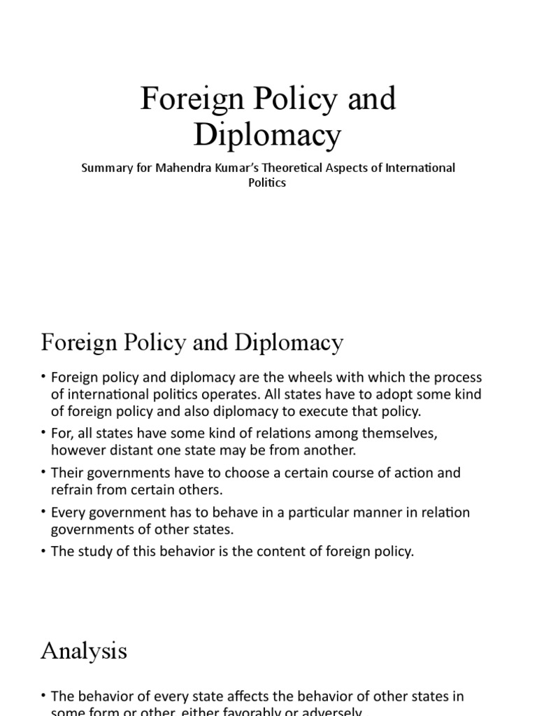 Foreign Policy and Diplomacy | PDF | Diplomacy | International Law