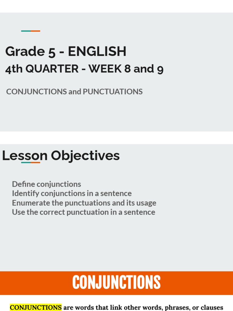 Conjunctions - Punctuations | PDF | Bracket | Punctuation