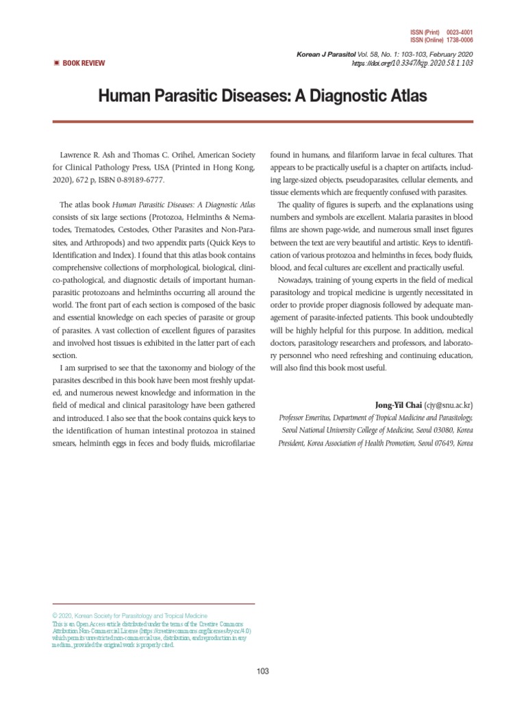 Diagnostic Atlas of Human Parasites | PDF | Parasitism | Parasitology