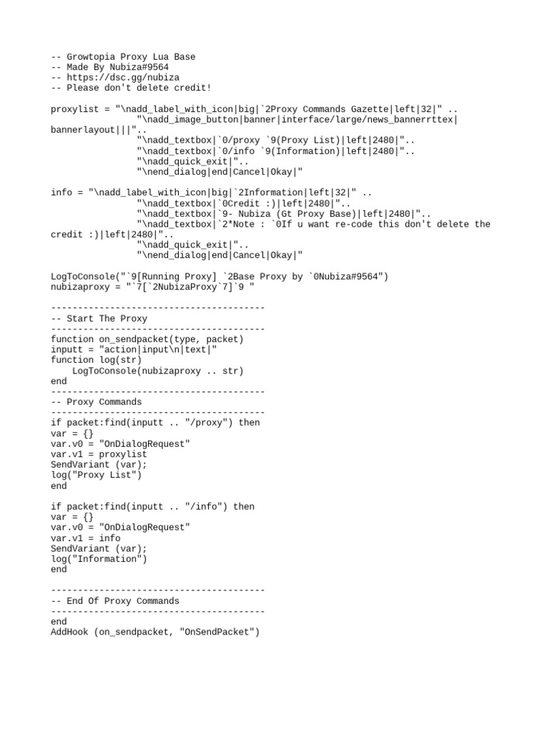 GT Proxy Base - Lua | PDF