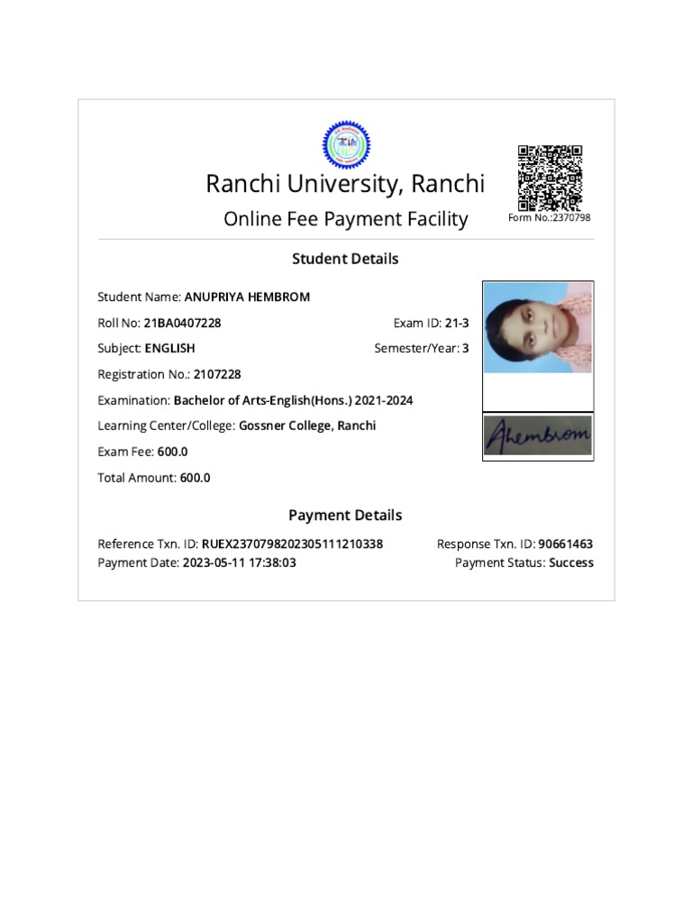 Exam Form - Anu | PDF