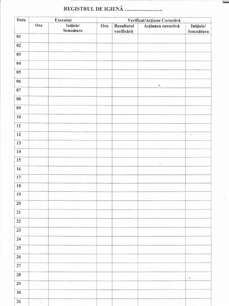 Registru de Igiena | PDF