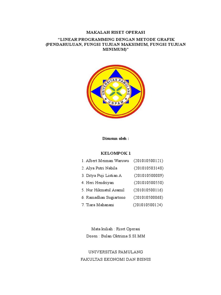 Makalah Riset Operasi Kel.1 | PDF | Bisnis | Seni