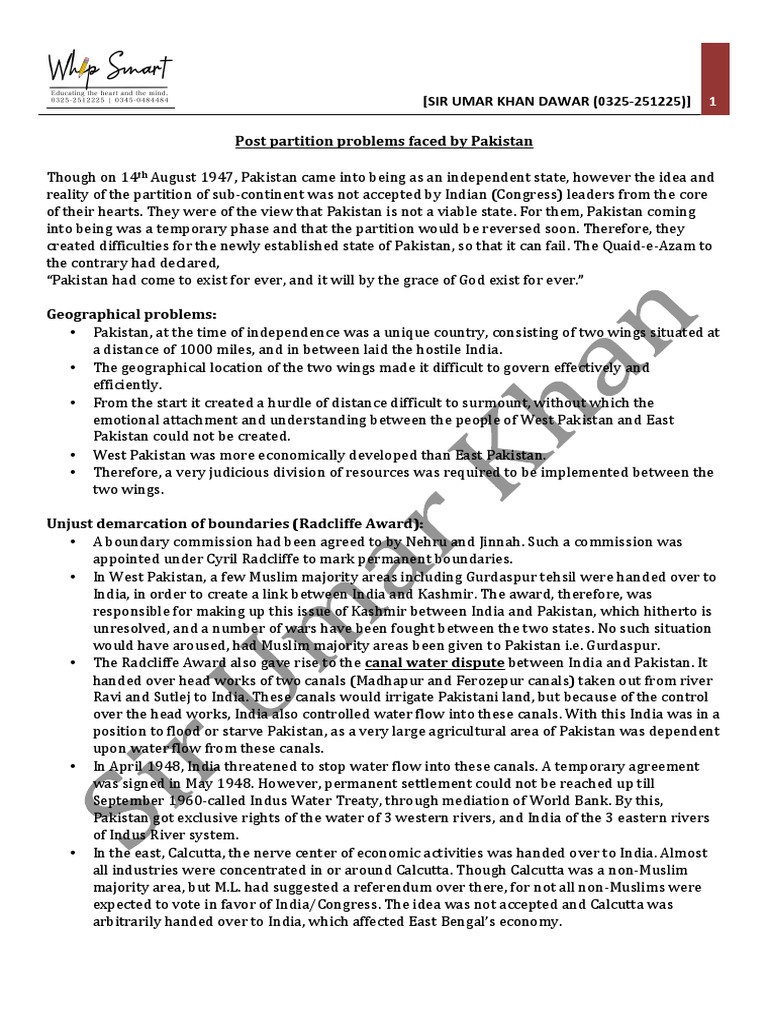Microsoft Word - Post Partition Problems - Notes | Download Free PDF ...