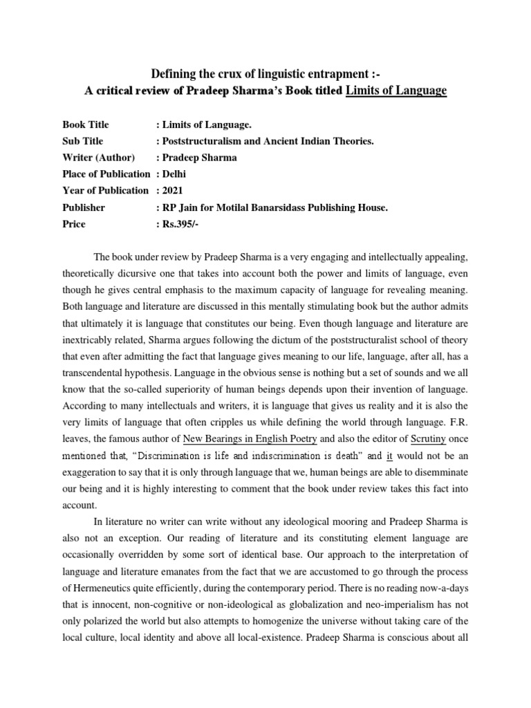 Limits of Language | PDF | Jacques Derrida | Deconstruction