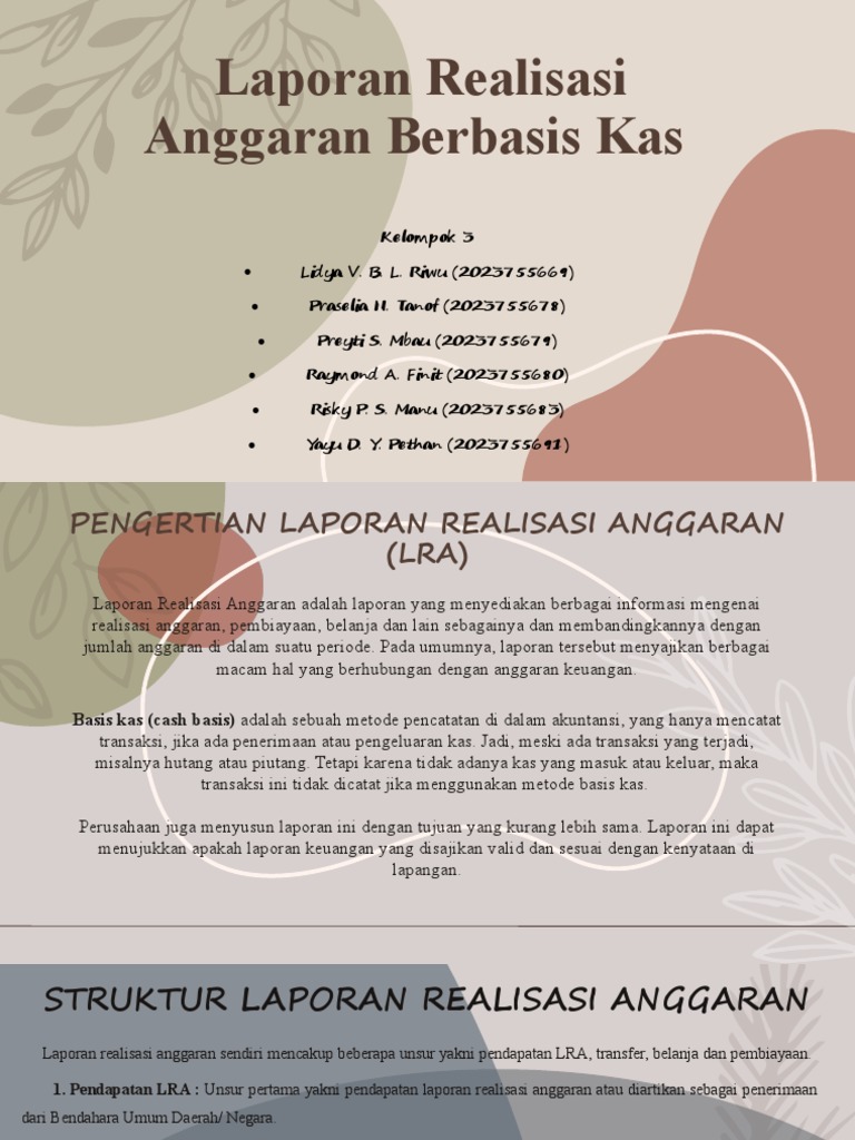 Laporan Realisasi Anggaran Kas | PDF | Pengelolaan Keuangan & Uang ...