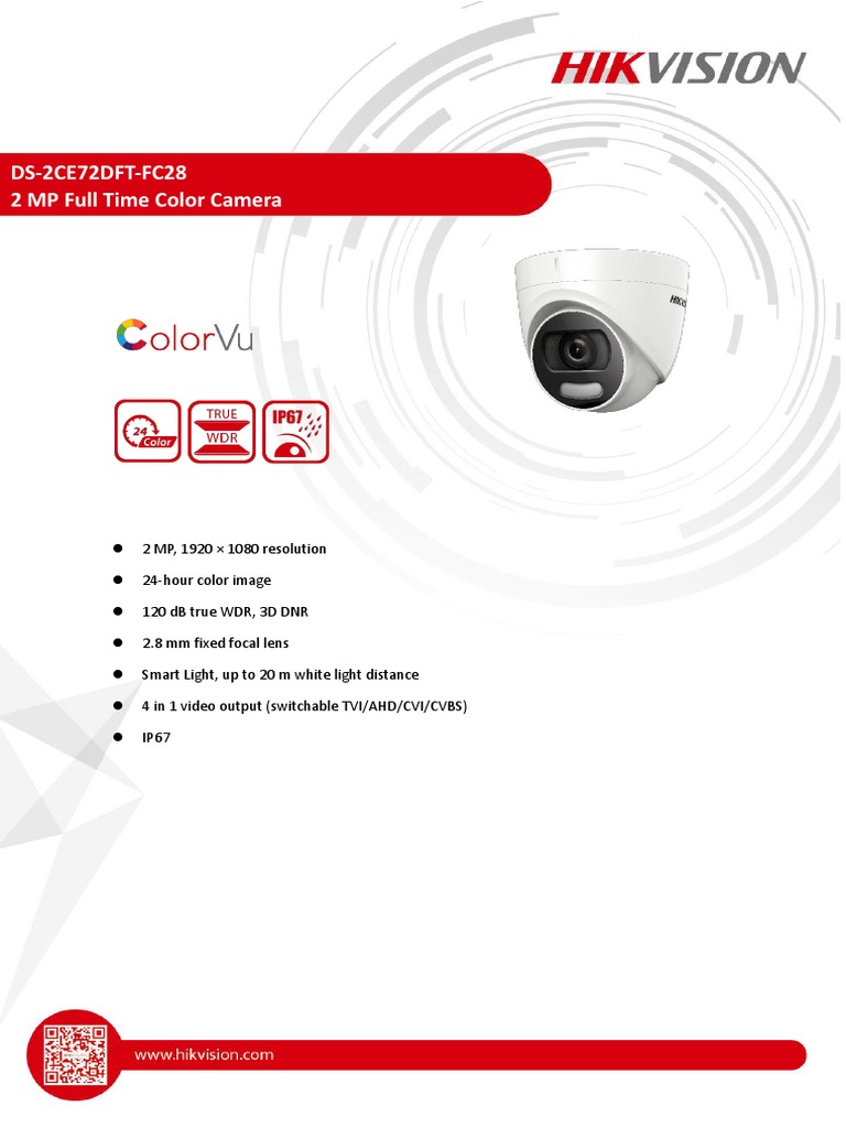 Datasheet of DS-2CE72DFT-FC28 | PDF | Camera | Camera Lens