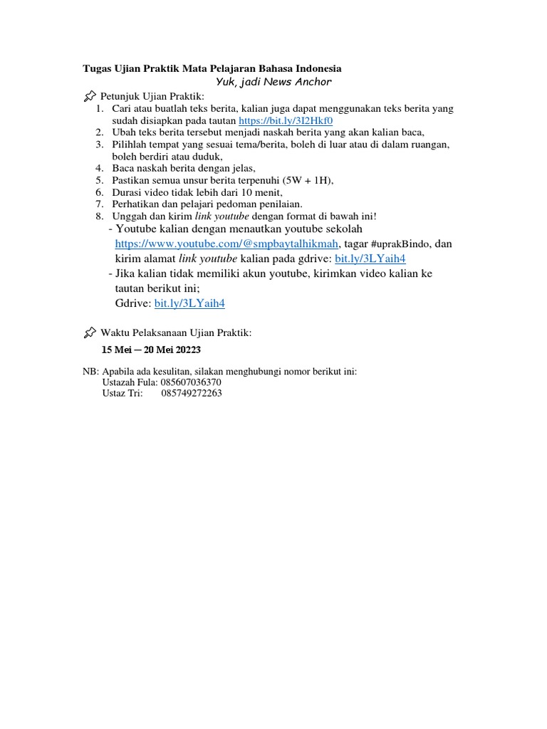 Juknis Dan Pedoman Penilaian Uprak Bindo | PDF