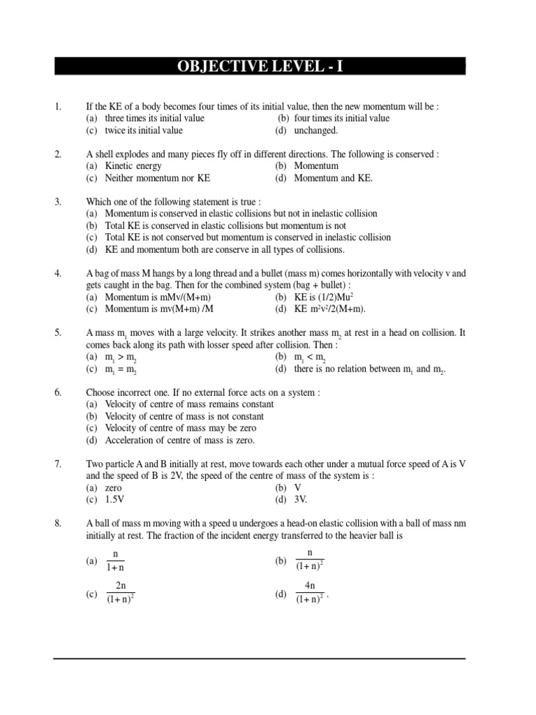 Colm 04 Objective Unsolved Pdf Collision Momentum