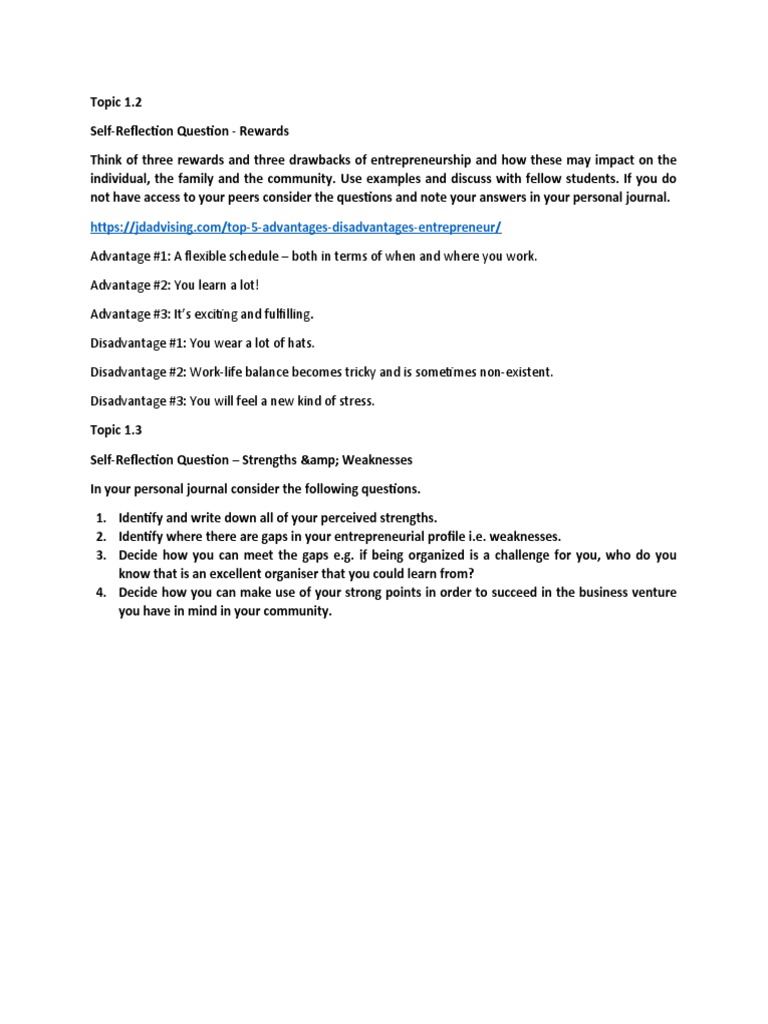 Unit 1 - Self Reflections | PDF