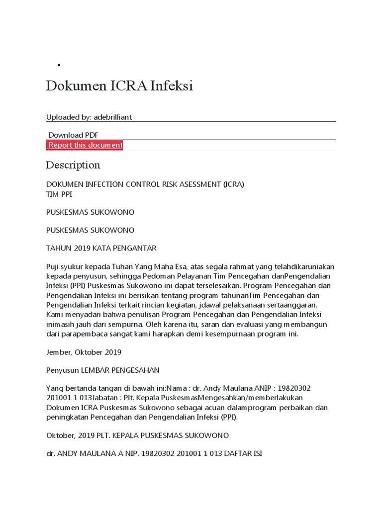 Dokumen ICRA Puskesmas 2019 | PDF | Sains & Matematika