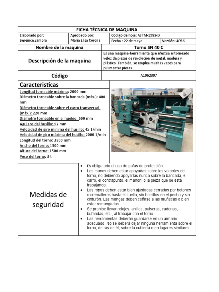 FICHA-TÉCNICA-DE-MAQUINA | PDF | Ingeniería mecánica | Máquinas