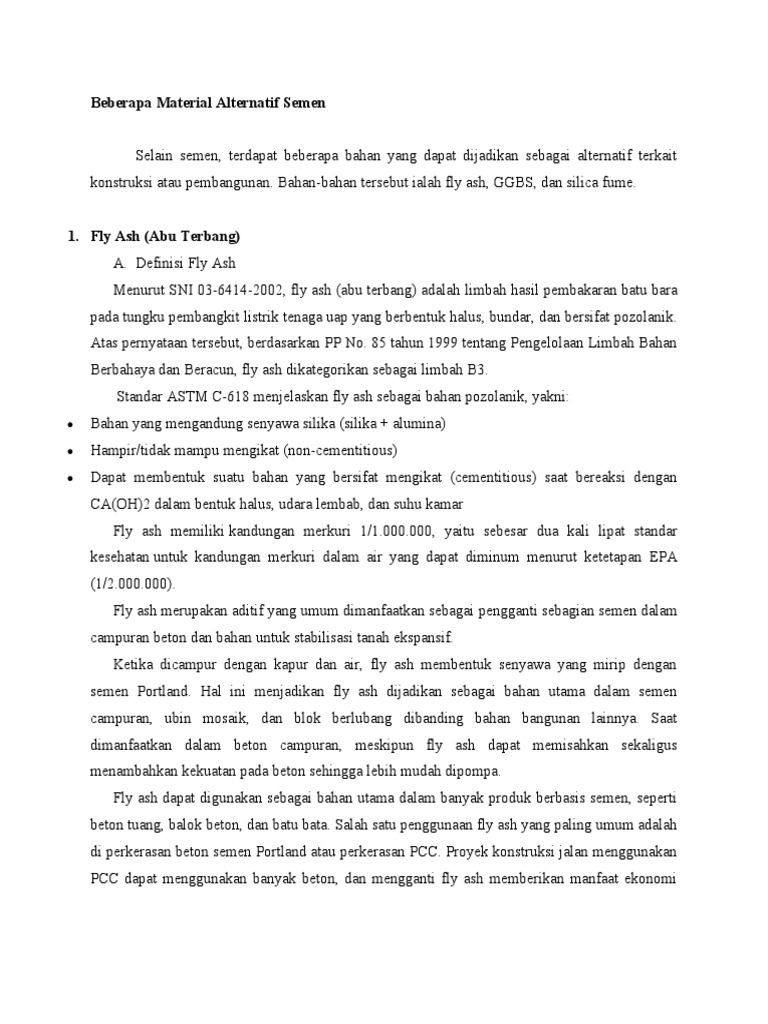 Beberapa Material Alternatif Semen | PDF