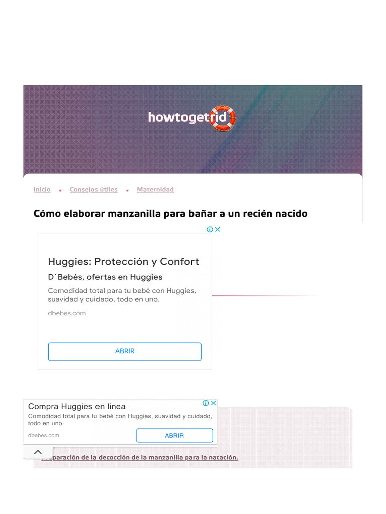 Cómo Elaborar Manzanilla Para Bañar a Un Recién Nacido | PDF | Agua | Alergia