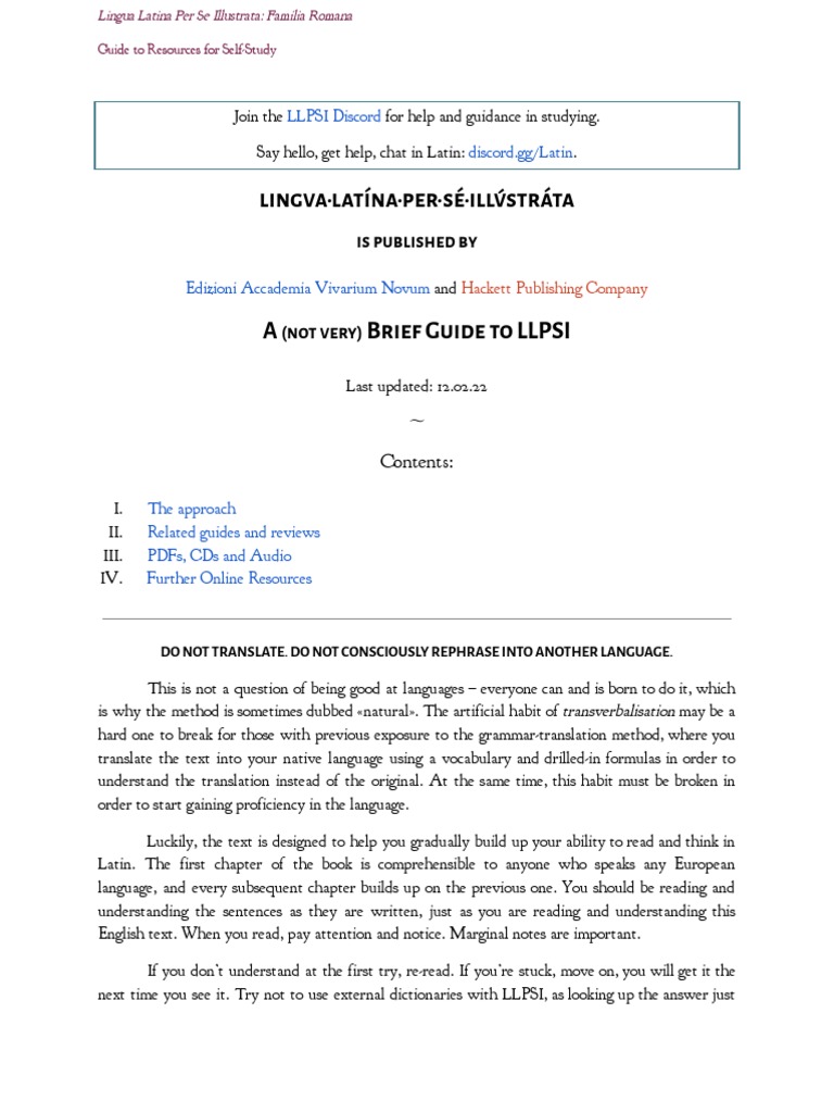 LLPSI Guide | PDF | Latin | Grammar