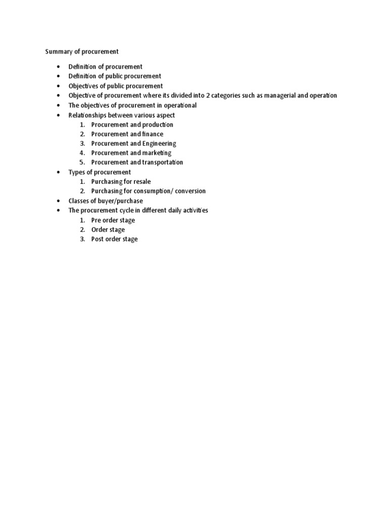 Summary of Procurement | PDF