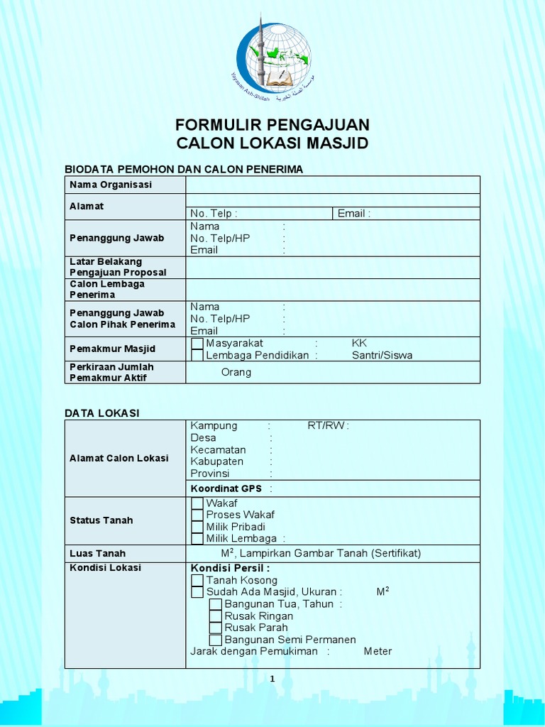 Formulir Pengajuan Lokasi Masjid | PDF