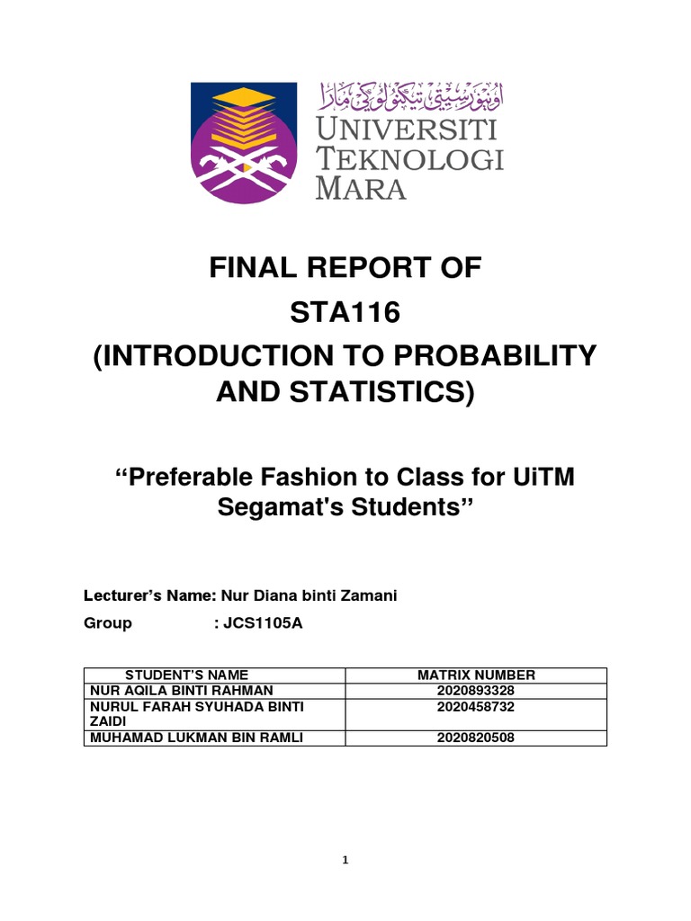 Fashion Choices of UiTM Segamat Students | PDF | Sampling (Statistics ...
