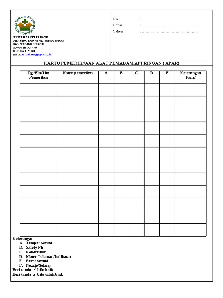 Form Pemeriksaan Apar | PDF