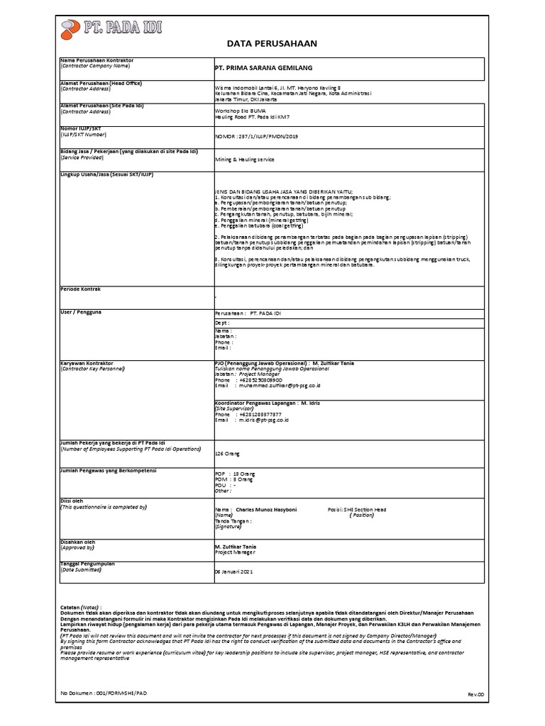 Kuisioner CSMS PT Pada Idi Rev 0 | PDF